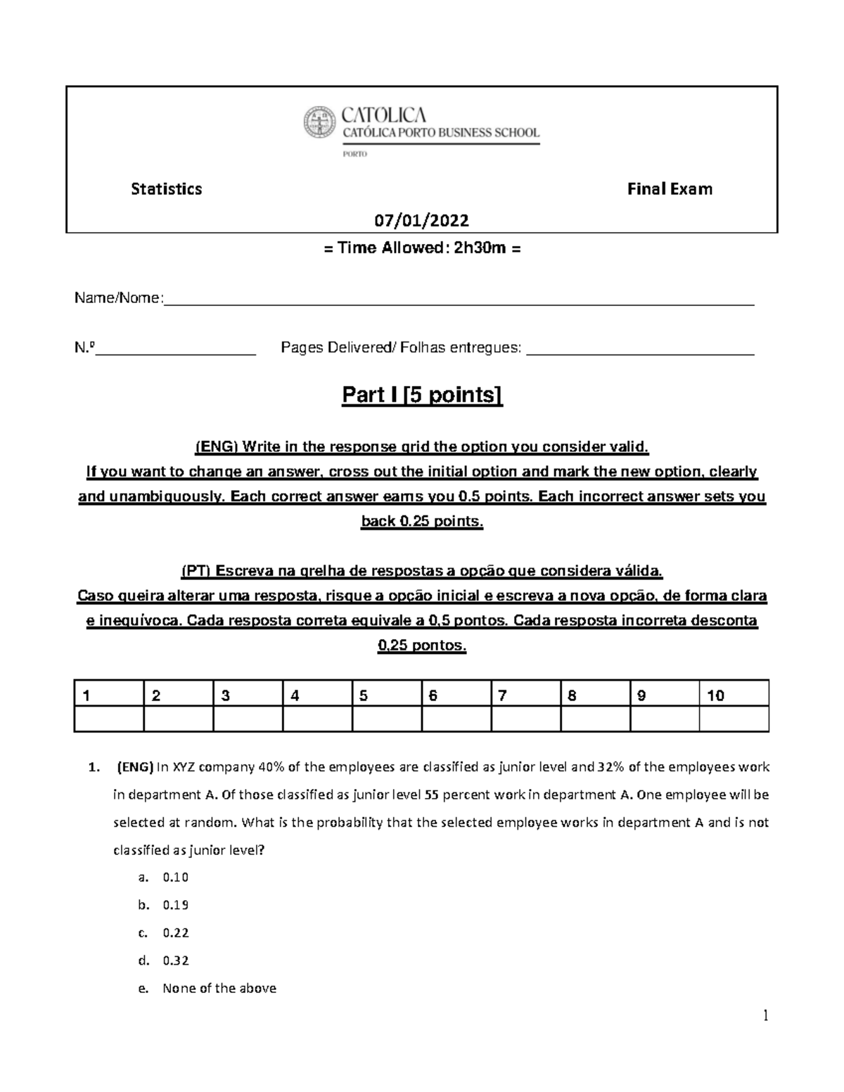 Final Exam 2021 2022 1sem Students - Statistics Final Exam 07 / 01 /20 ...