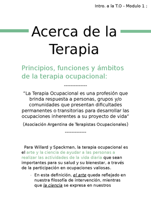 Cuadernillo TO - Resumen - CUADERNILLO INTRODUCCION A LA TERAPIA ...