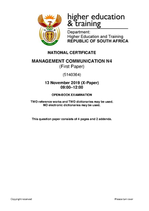 N1030 - Management Communication N4 P2 MEMO NOV 2019 - NATIONAL ...
