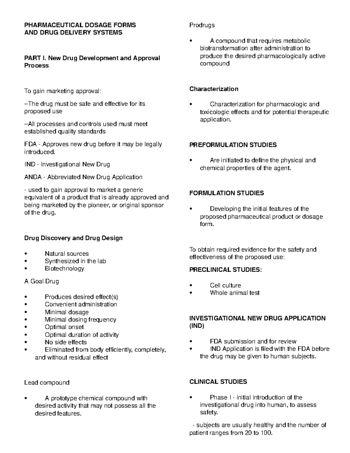 drug discovery notes for comprehensive exam - PHARMACEUTICAL DOSAGE ...