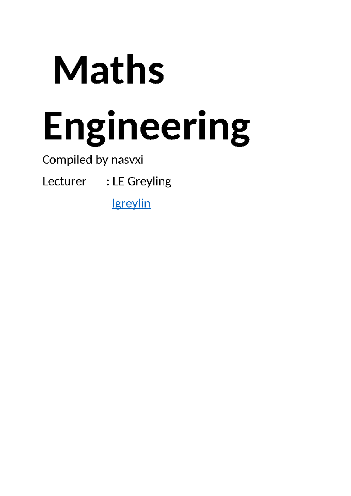 Maths Engineering - Notes compiled using word with all relevant ...