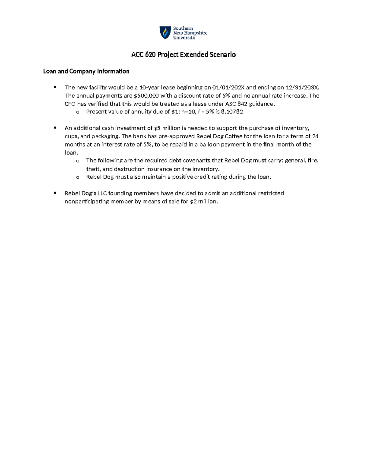 ACC 620 Project Extended Scenario - ACC 620 Project Extended Scenario ...