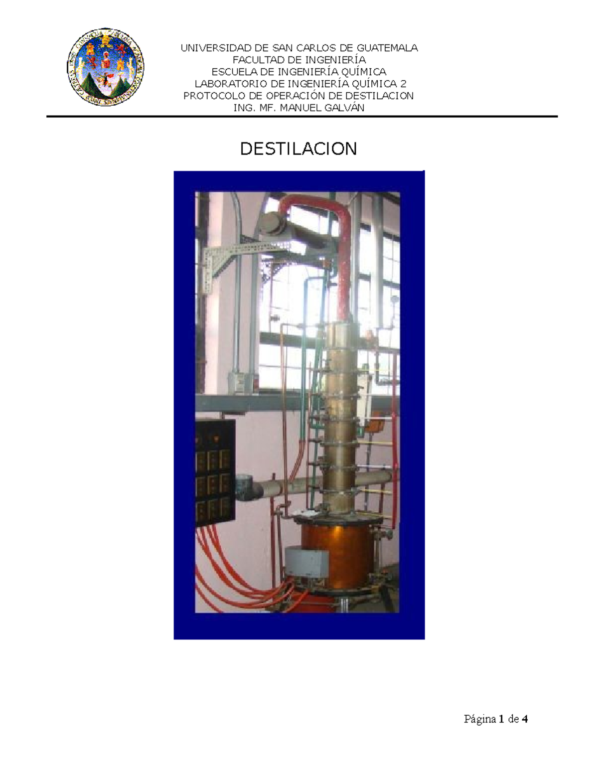 Destilación - Ejemplos - FACULTAD DE INGENIERÍA ESCUELA DE INGENIERÍA ...