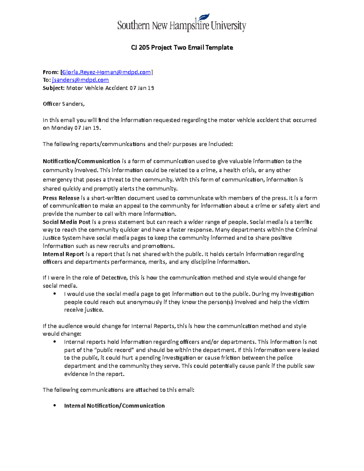 CJ 205 Project Two Email Template - CJ 205 Project Two Email Template ...