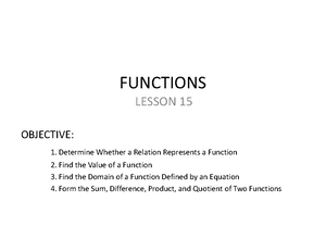 Lesson 17 - Properties of a Function - PROPERTIES OF A FUNCTION LESSON ...