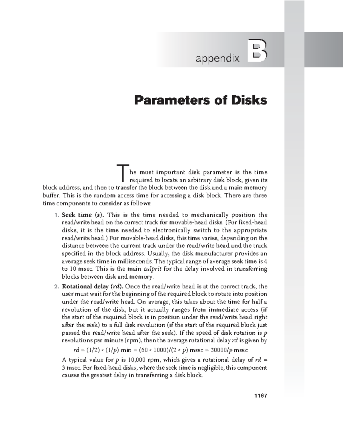 Fundamentals of Database Systems-Appendix B - 1167 B Parameters of Disks T he most important ...