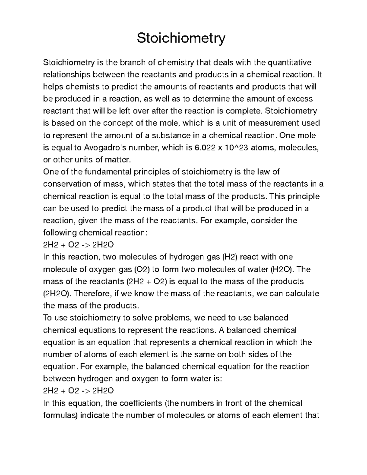 Stoichiometry - Stoichiometry Stoichiometry is the branch of chemistry ...
