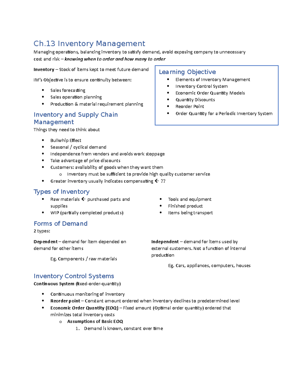 OPMT 1103 - W12M - Ch.13 Inventory Management - Ch Inventory Management ...