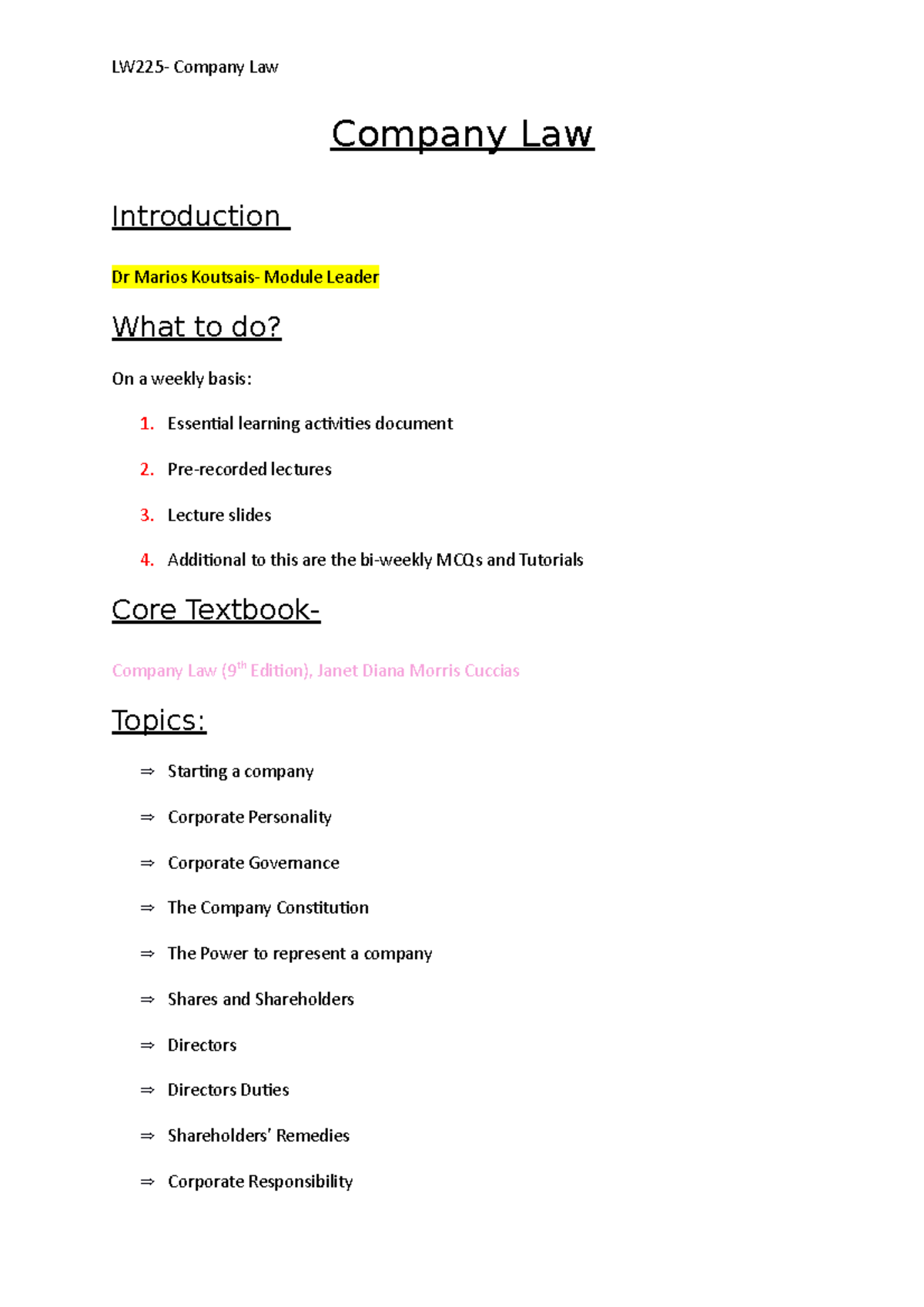 Introduction and History and Basic Concepts - Company Law Introduction ...