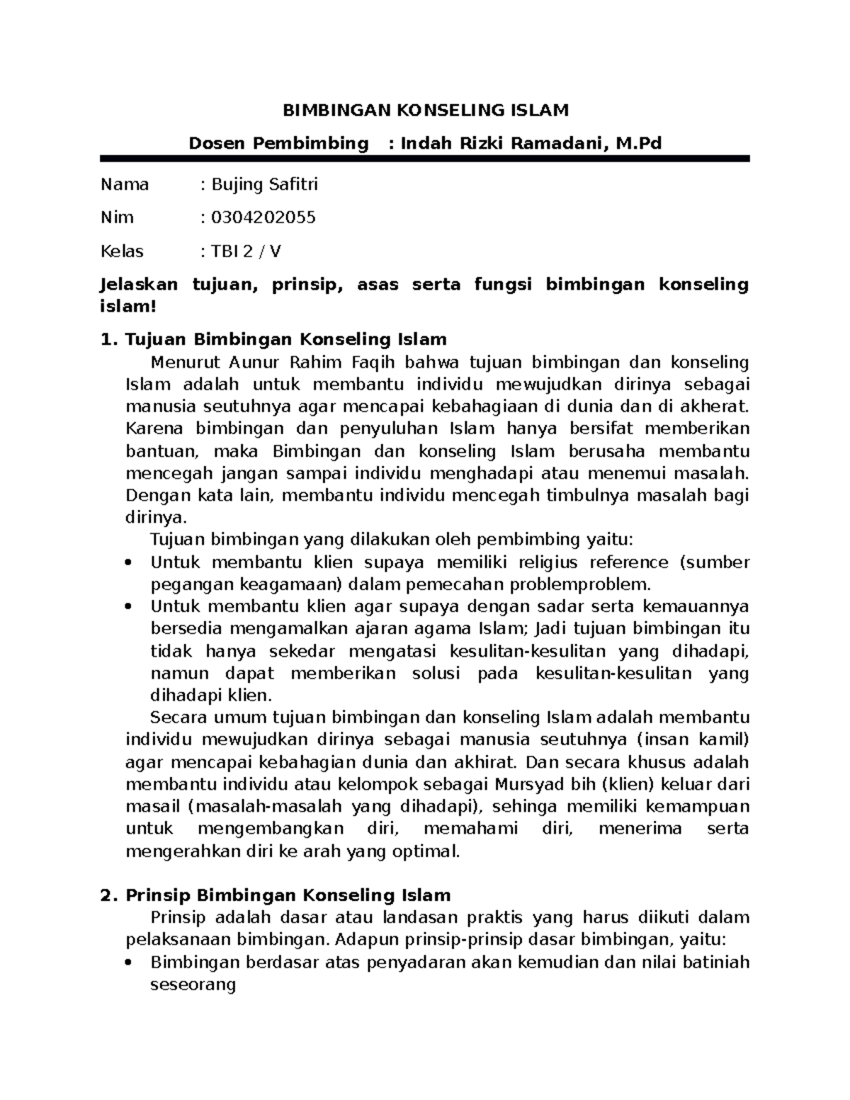 4 BKI Bujing Safitri - BIMBINGAN KONSELING ISLAM Dosen Pembimbing ...