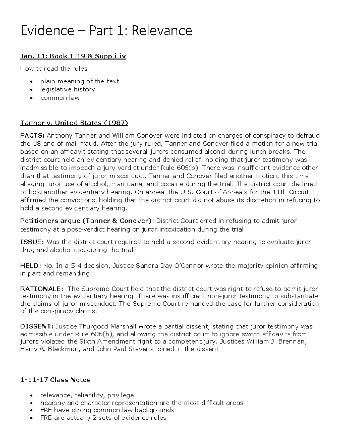 Evidence Relevance - Evidence – Part 1: Relevance Jan. 11: Book 1-19 ...