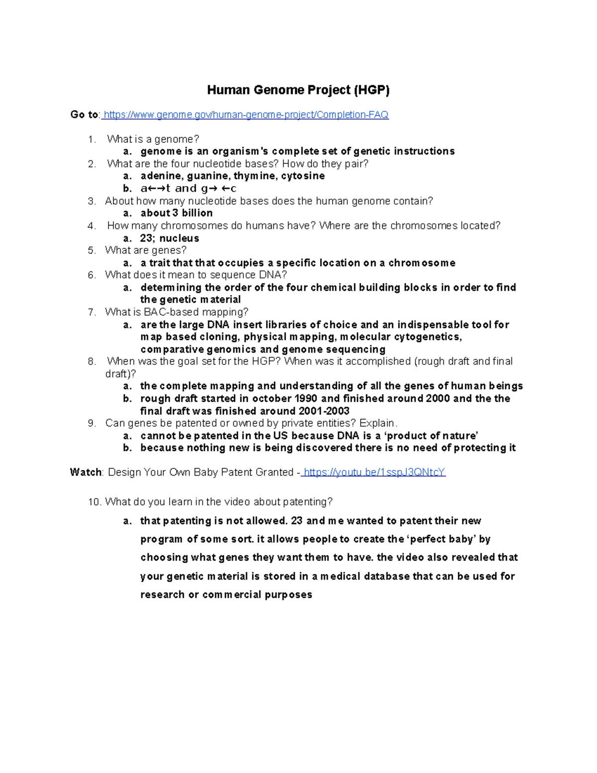 Human Genome Project (HGP) - BIOL 342 - Studocu