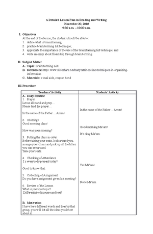 A Detailed Lesson Plan in English 11 - Outlining - A Detailed Lesson ...