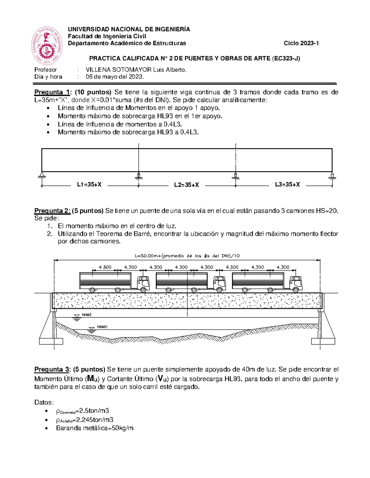 Practica 2 Puentes-2023-1 - UNIVERSIDAD NACIONAL DE INGENIERÍA Facultad ...