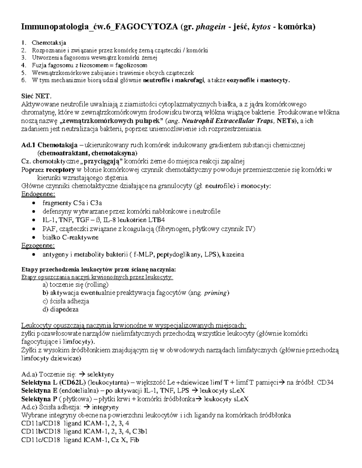 IP6 Fagocytoza - z prezentaacji - Immunopatologia_ćw_FAGOCYTOZA (gr ...