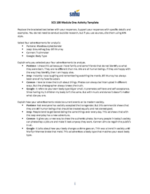 SCS 100 Module Five Activity Template completed - SCS 100 Module Five ...