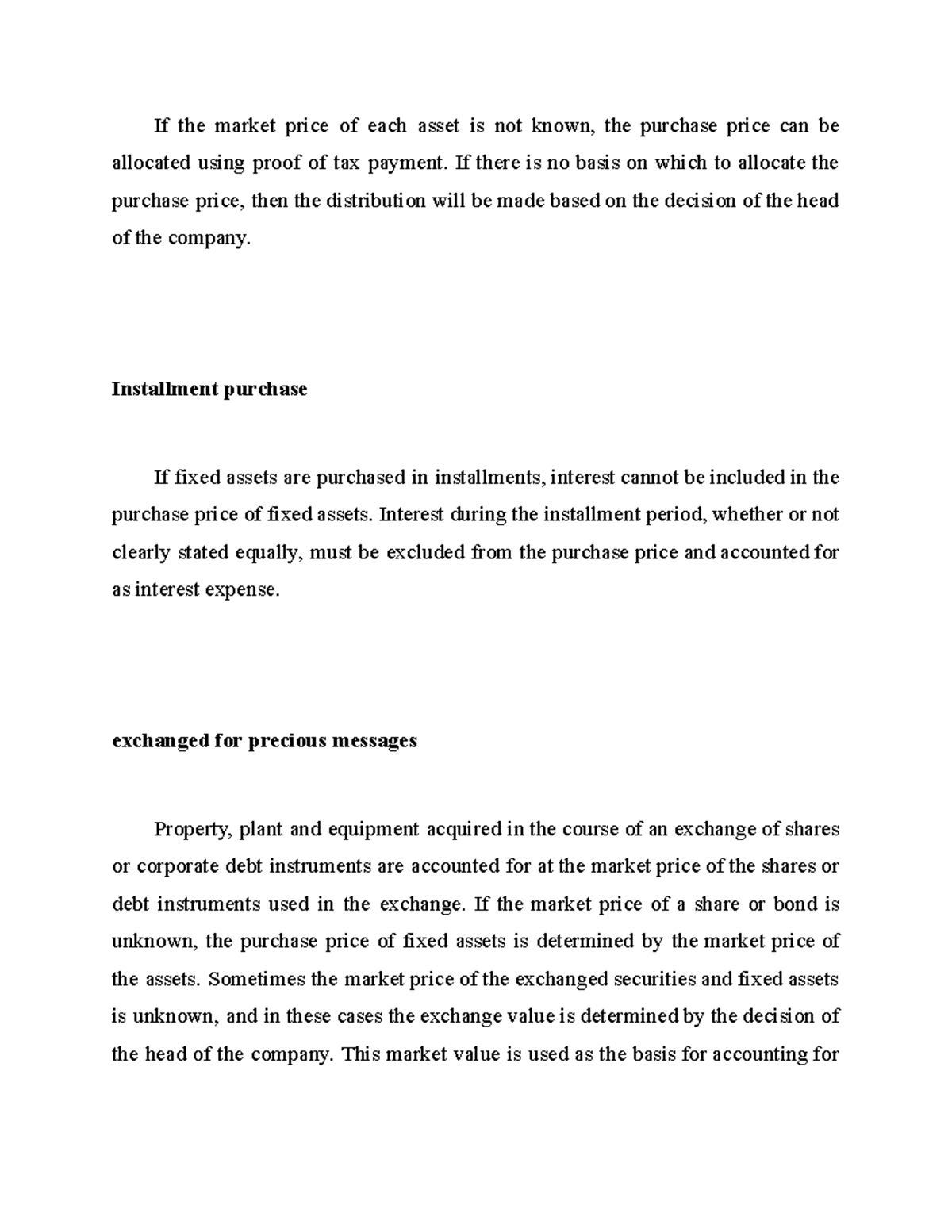 Accounting e-105 - learning - If the market price of each asset is not ...