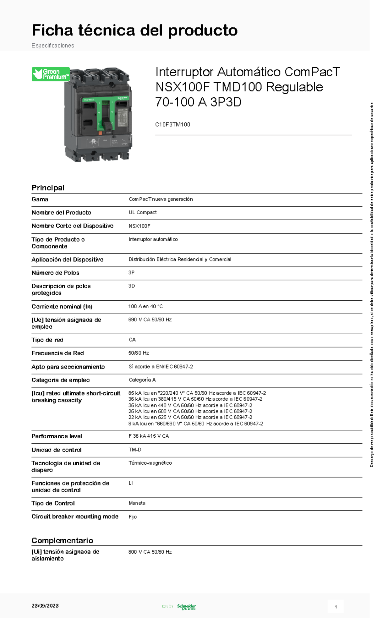 Nueva generación Com Pac T NSX C10F3TM100 - Ficha técnica del producto ...