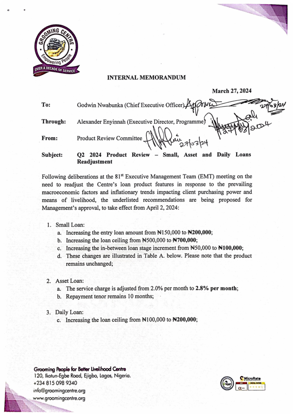 Product Adjustment Memo 270324 - Department of economics - Studocu