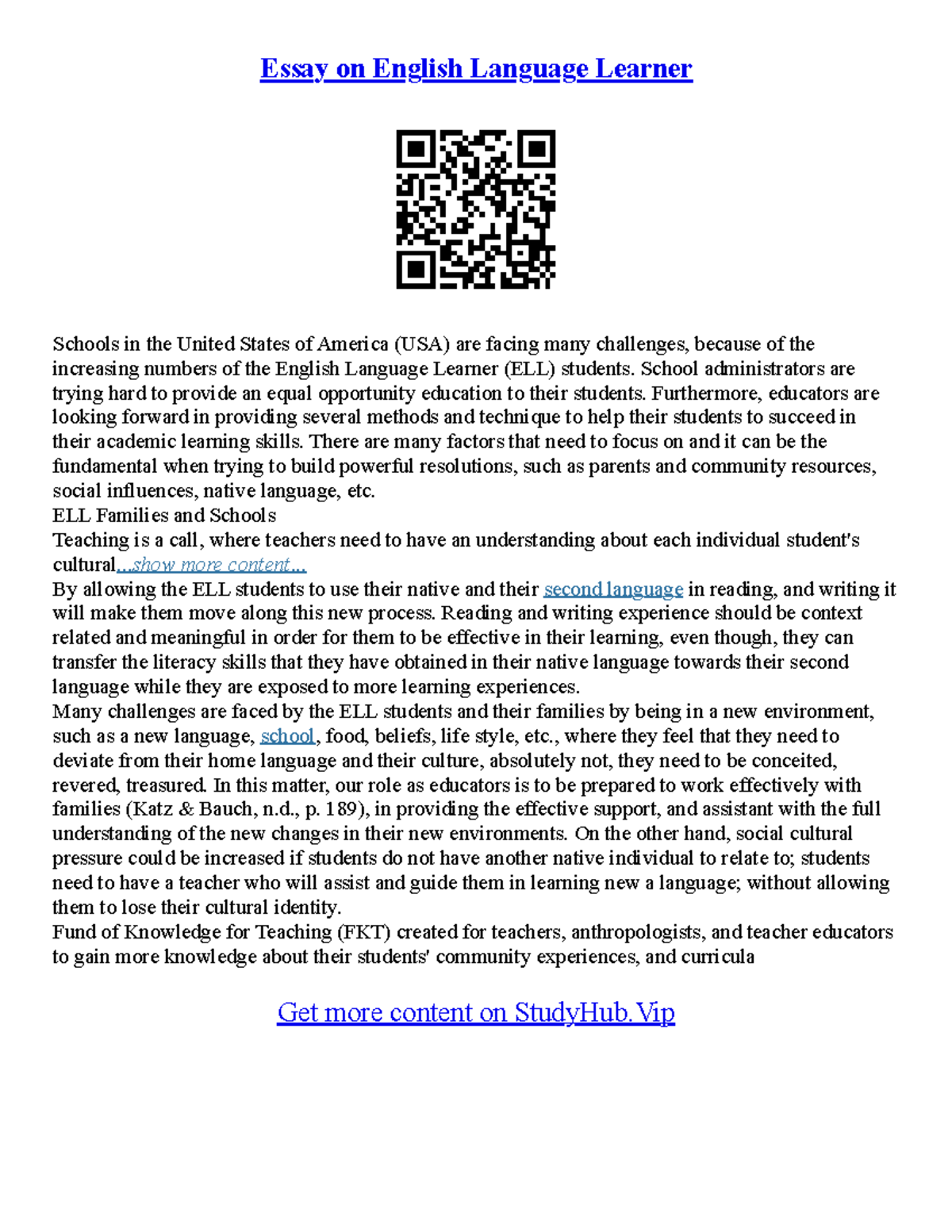 English Language Essay - Essay on English Language Learner Schools in ...