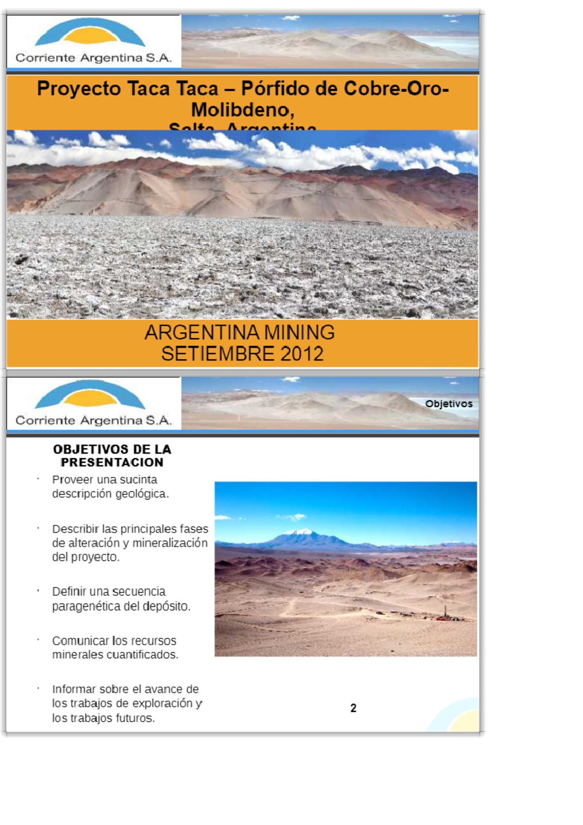 Proyecto Taca Taca Pórfido de Cobre-Oro- Molibdeno, Salta, Argentina - PDF Descargar libre - Studocu