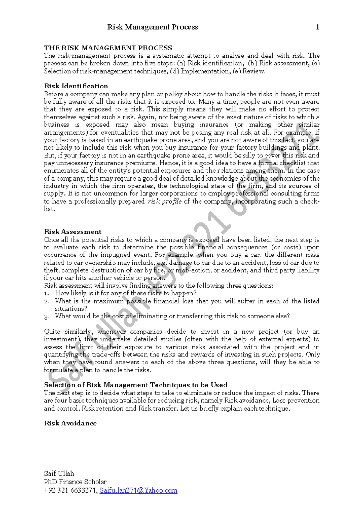 RM Process - notes - THE RISK MANAGEMENT PROCESS The risk-management ...