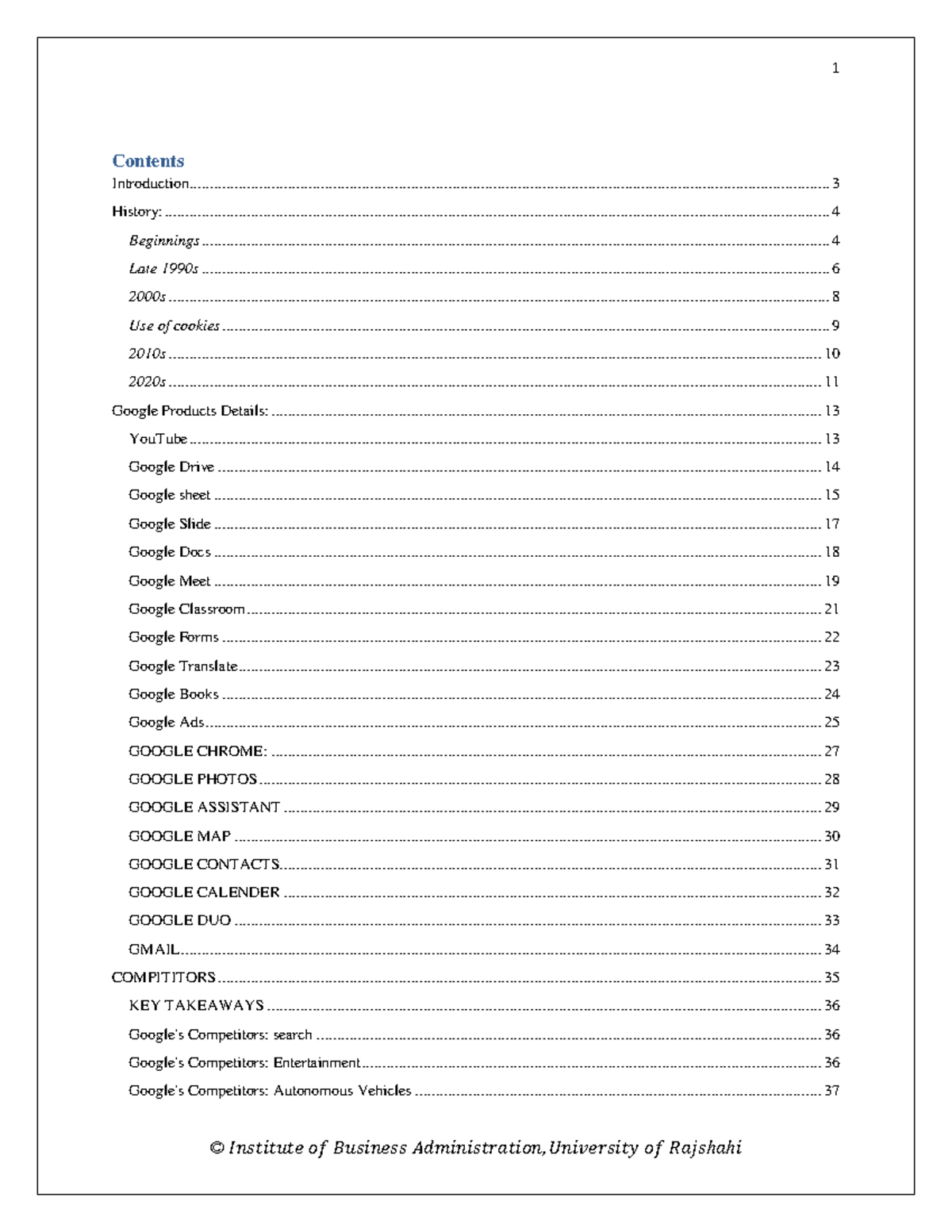 IB-Google - Report on a multinational company (Google) - Contents - Studocu
