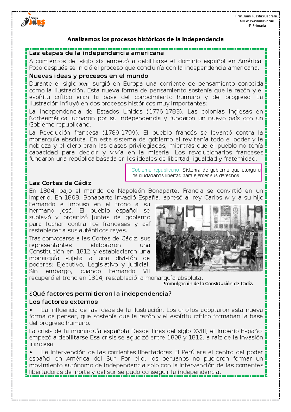 Analizamos los procesos históricos de la independencia - Poco después ...