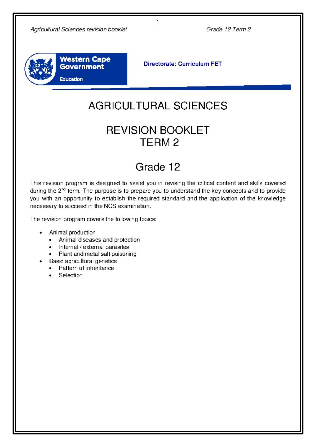 Gr 12 ASci Term 2 Learner Resource - Agricultural Sciences revision ...