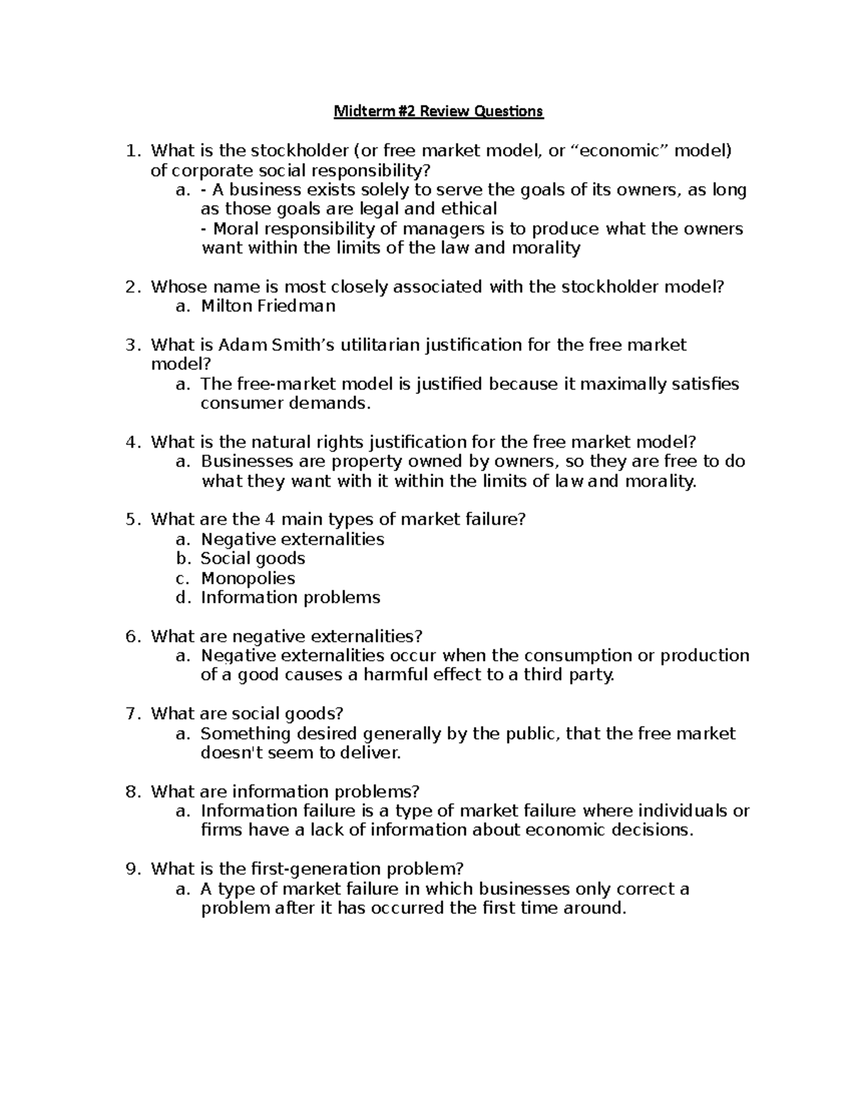 Midterm 2 Review Questions - Midterm #2 Review Questions What is the ...
