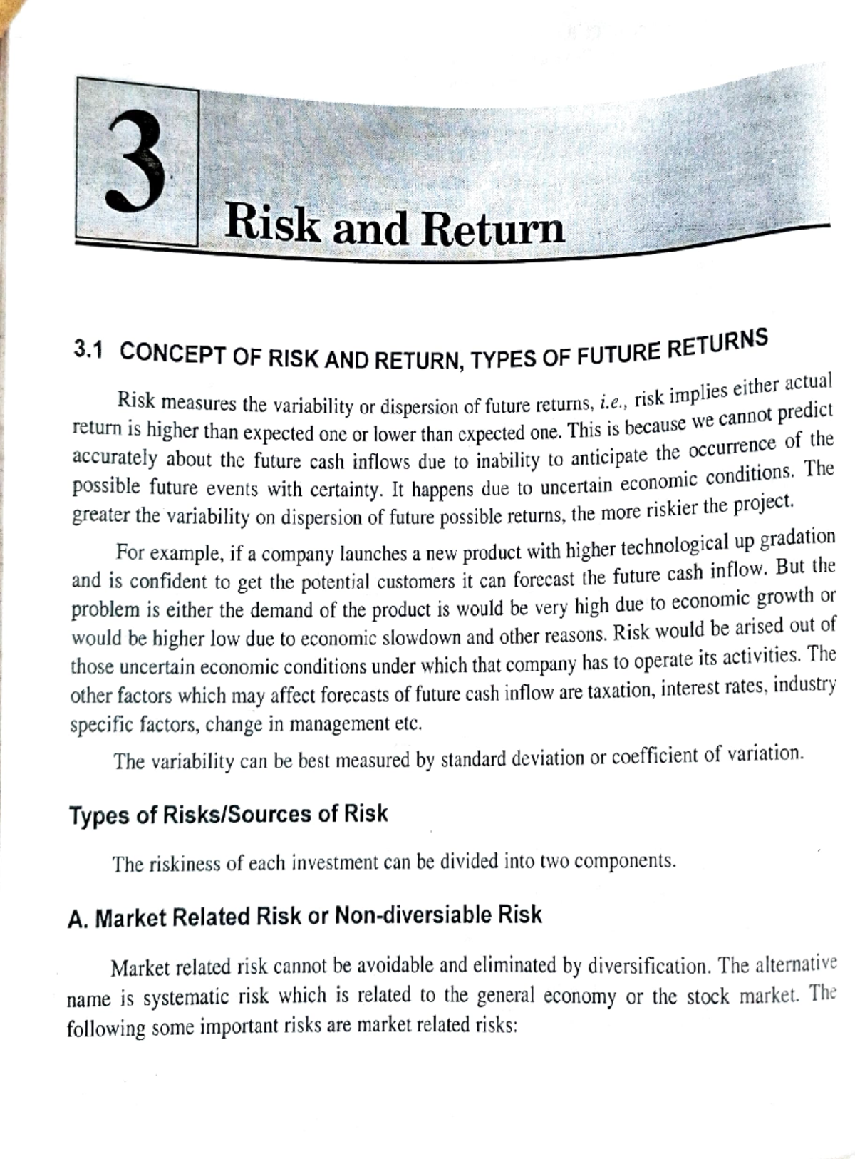 Risk analysis - These are notes - 3 Risk and Return 3 CONCEPT OF RISK ...