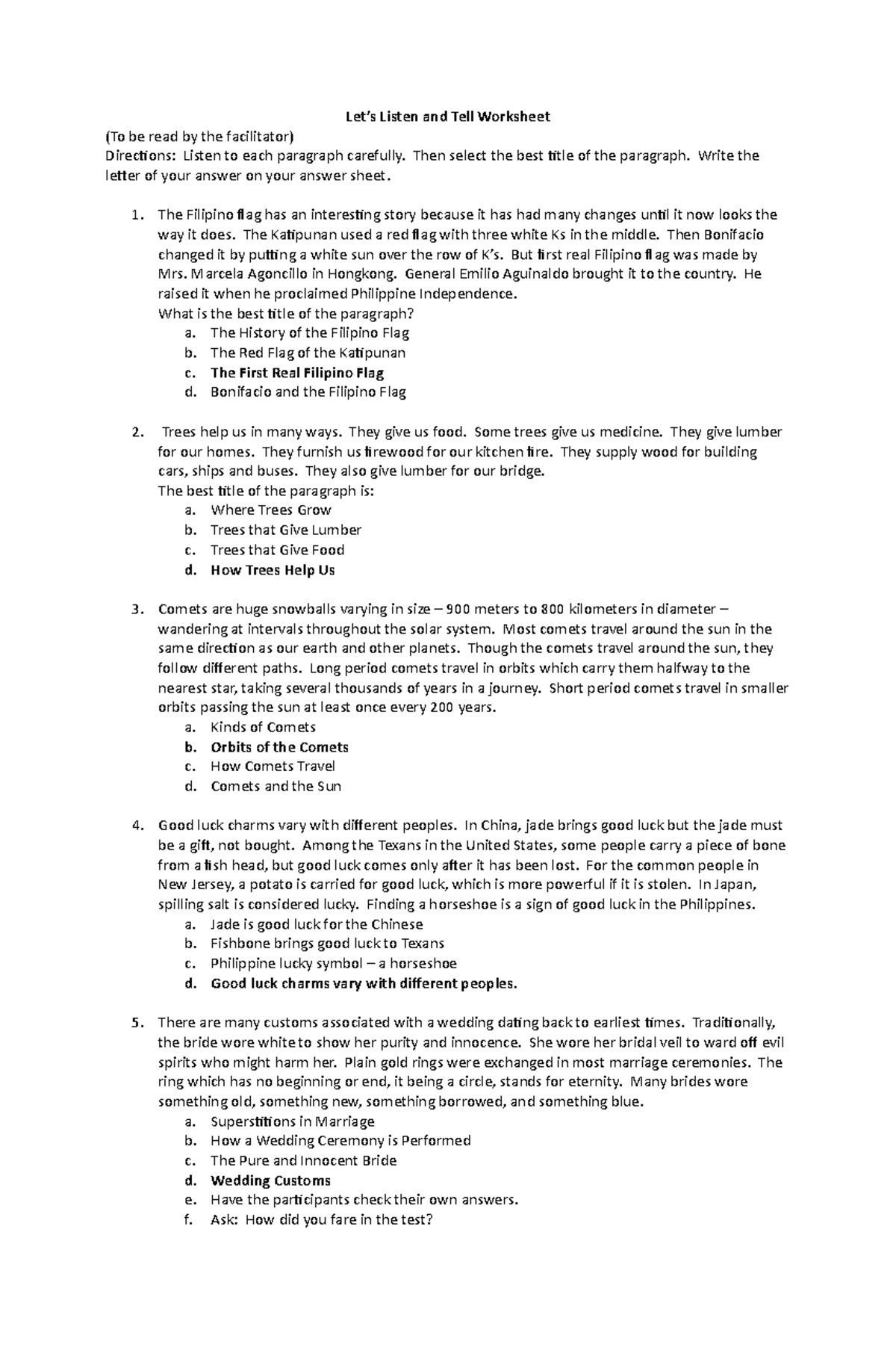 Let's Listen and Tell Worksheet - Let’s Listen and Tell Worksheet (To ...