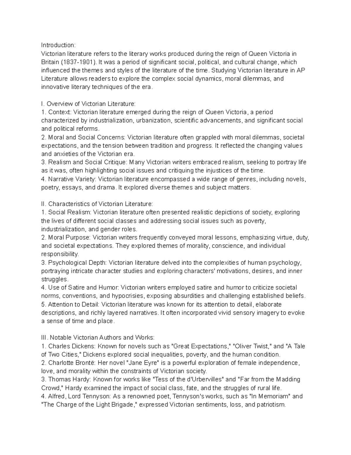 Victorian Literature in AP Literature - Introduction: Victorian ...