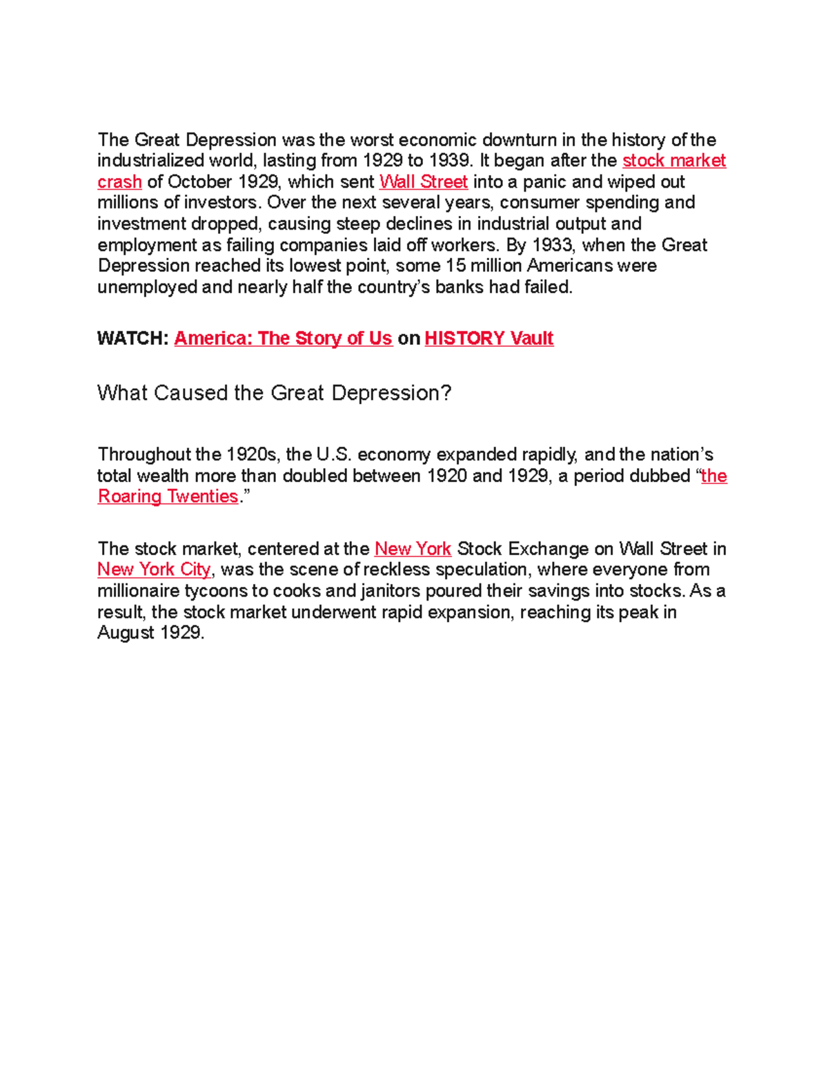 T he great depression notes - The Great Depression was the worst ...