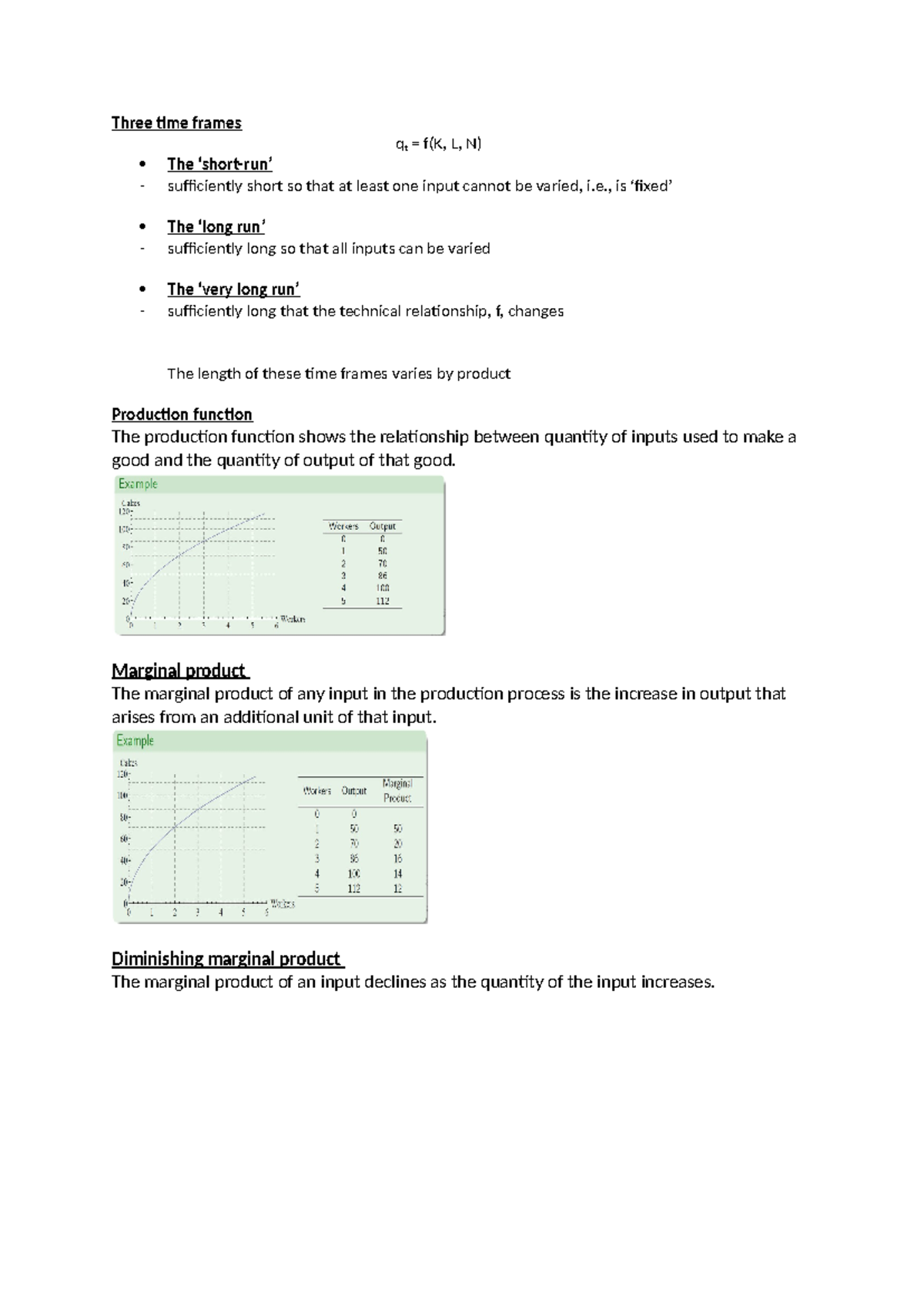 ECON113 note L21 3 - notes - Three time frames qt = f(K, L, N) The ...