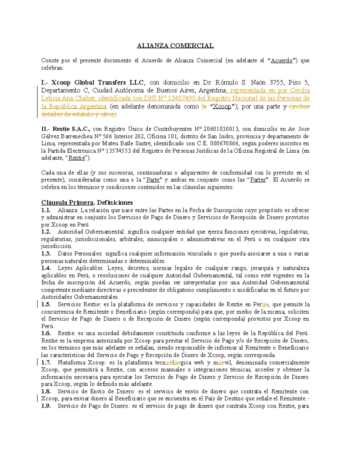 Xcoop Contrato de Alianza Comercial 2021 03-12 version DGP - ALIANZA ...