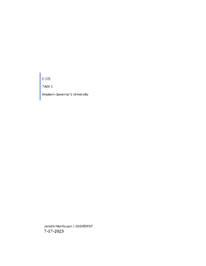 C121 - TASK 3 - PASSED - C TASK 3 Western Governor’s University Janelle ...