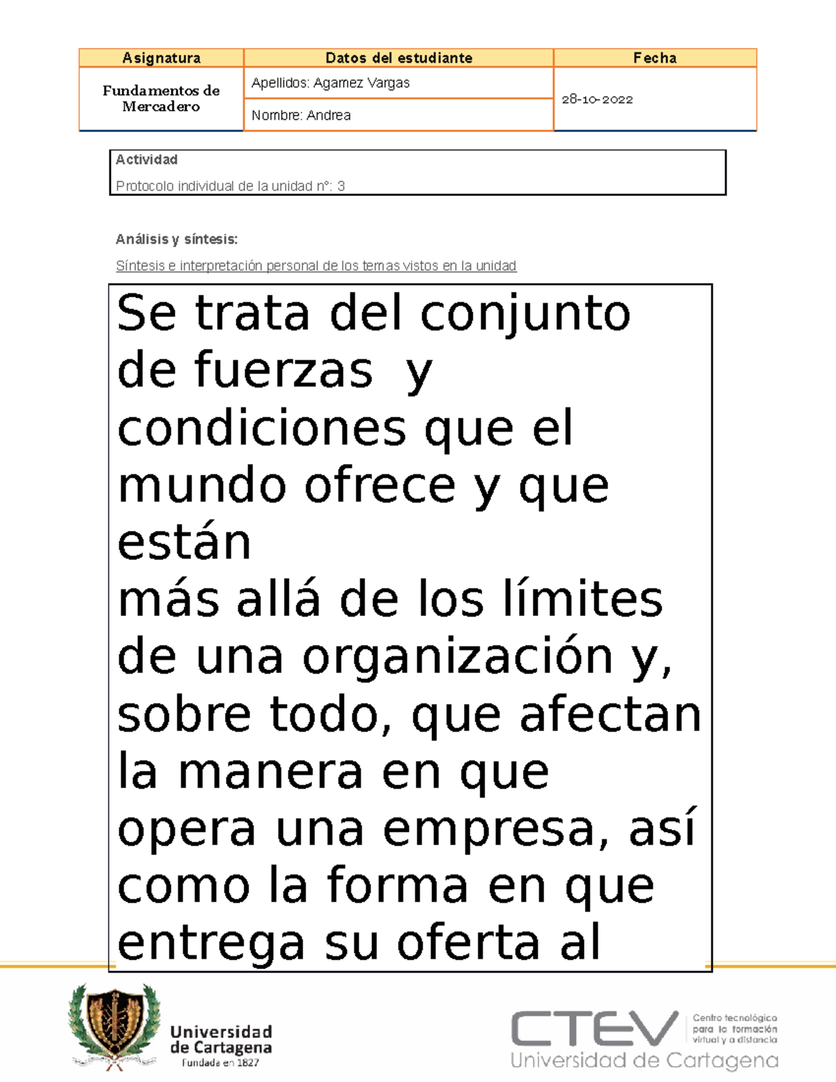 Protocolo Individual 3 - Las condiciones actuales del mercado y la ...