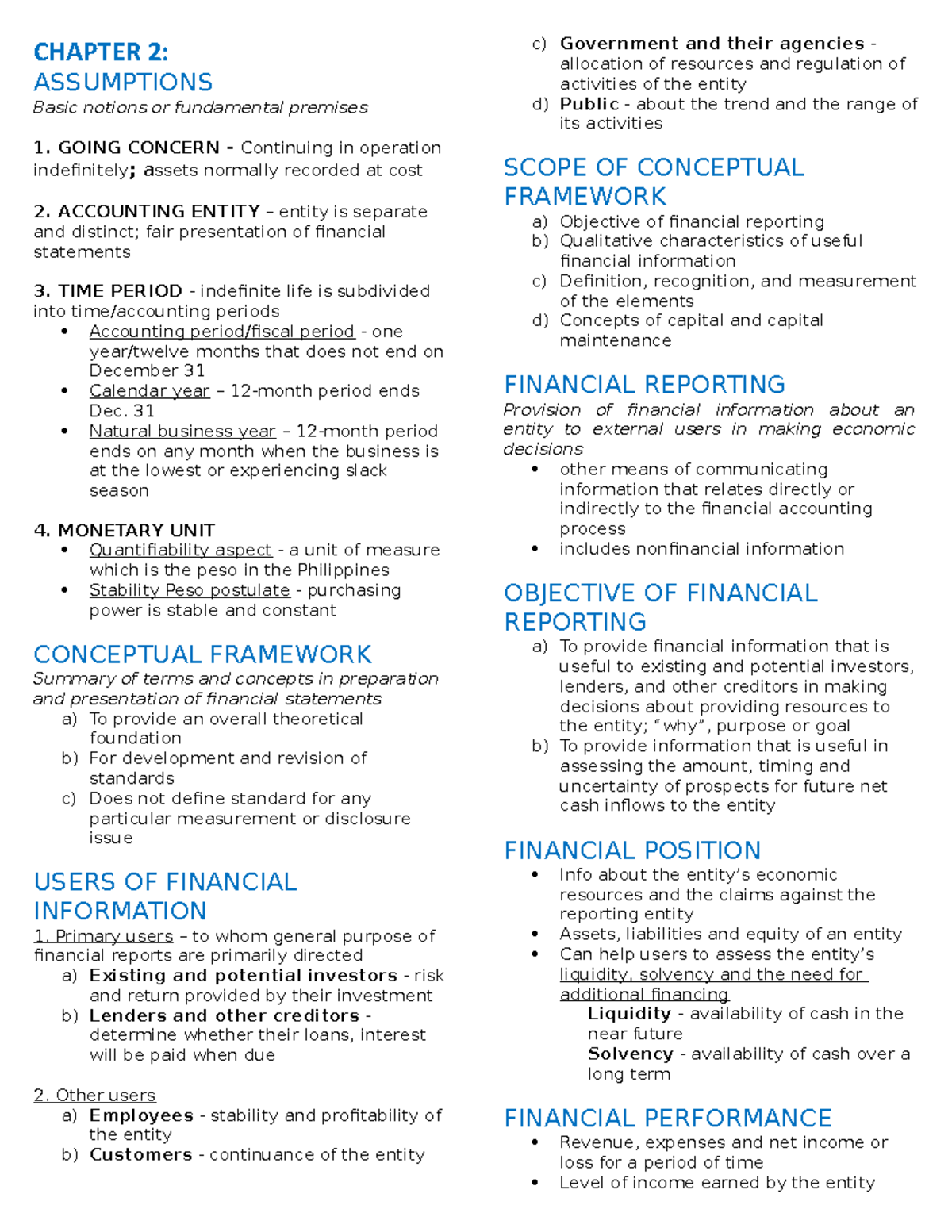 C2 Lecture Notes - CHAPTER 2: ASSUMPTIONS Basic notions or fundamental ...