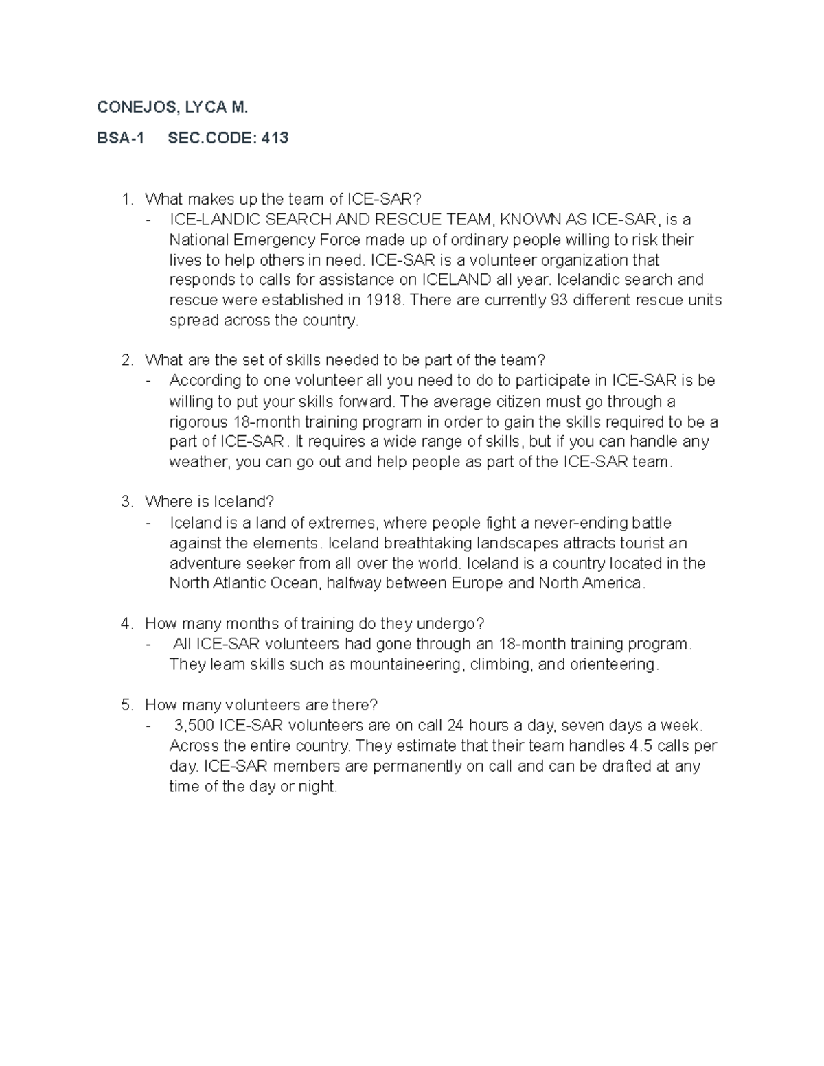 Case Study Iceland to the Rescue - CONEJOS, LYCA M. SEC: 413 1. What ...