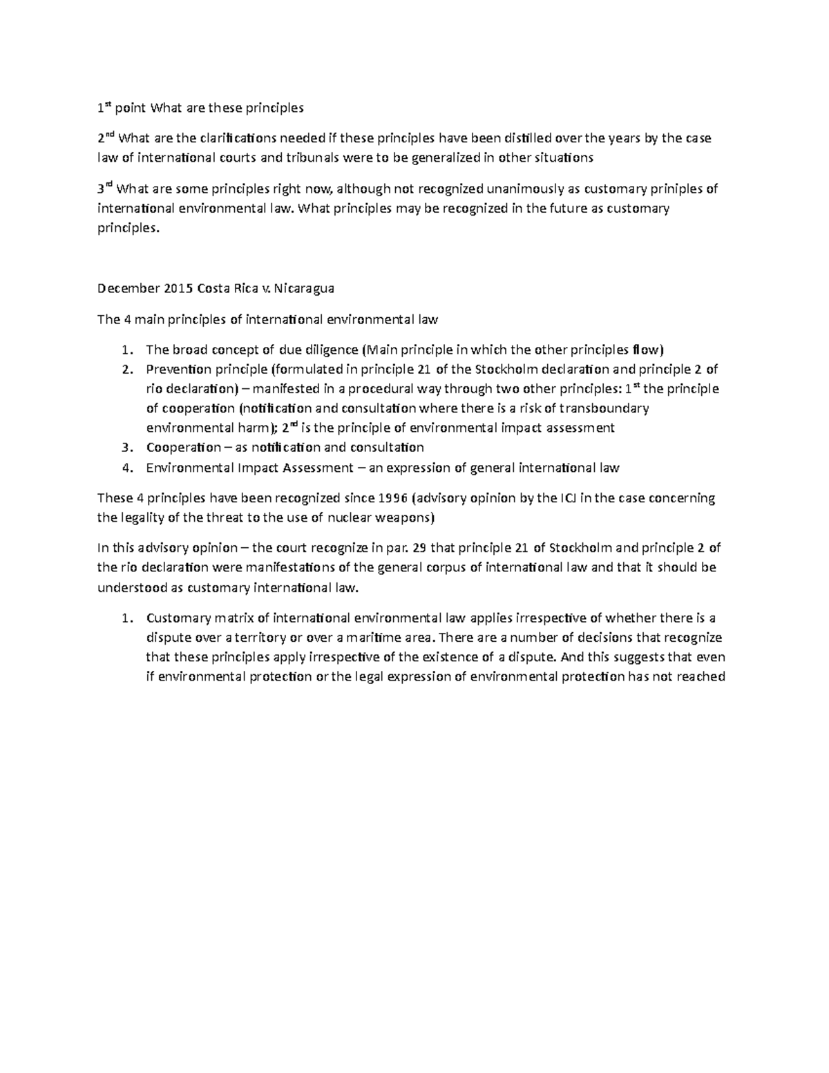 Customary principle notes - 1 st point What are these principles 2 nd ...