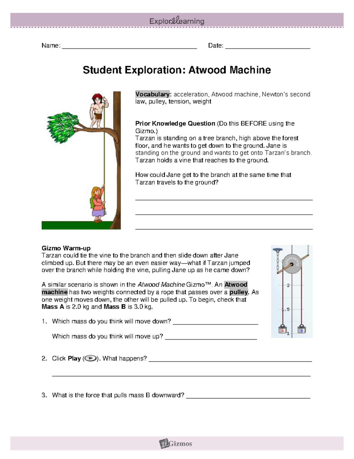 Atwood Machine SE - More understanding of pulley system and newtons ...
