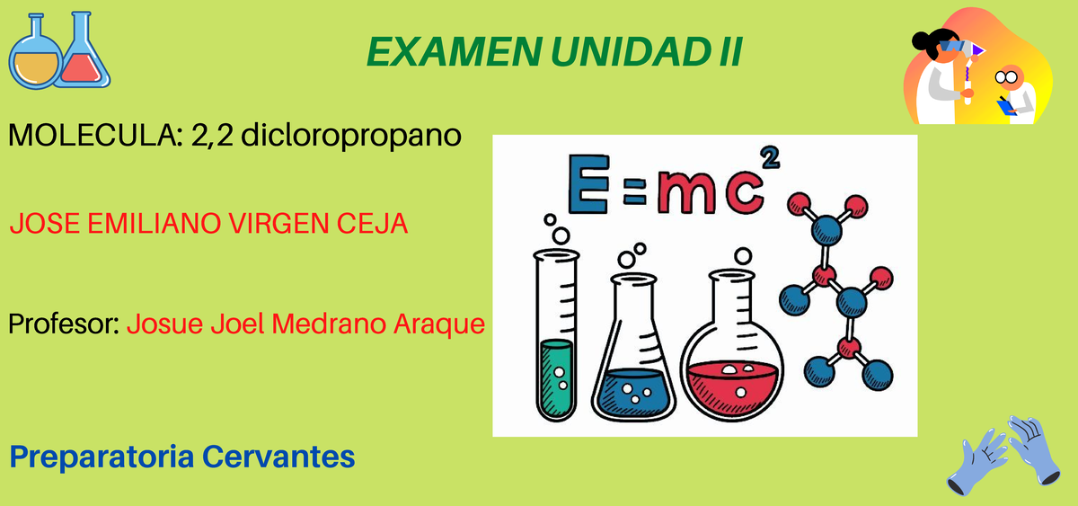 Examen DE Quimica Unidad 2 - EXAMEN UNIDAD II ####### MOLECULA: 2,2 ...