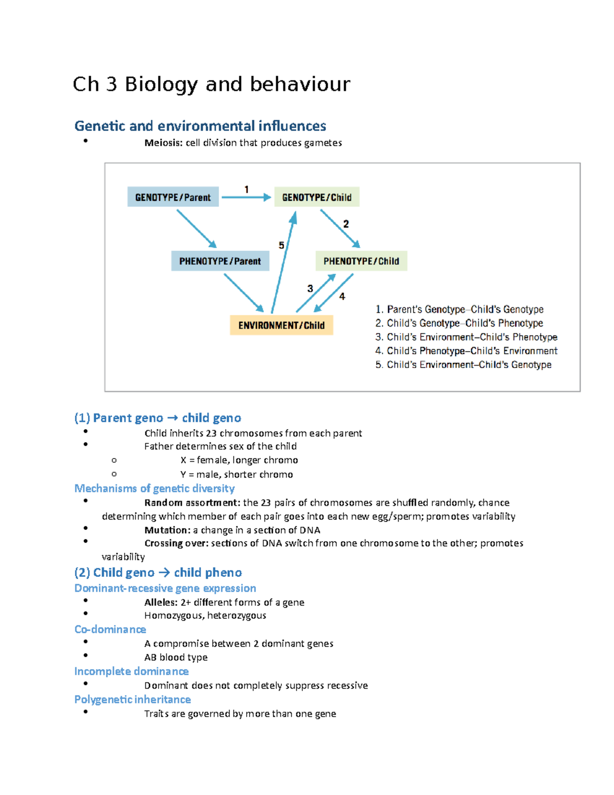 Ch 3 Biology and behaviour - Ch 3 Biology and behaviour Genetic and ...