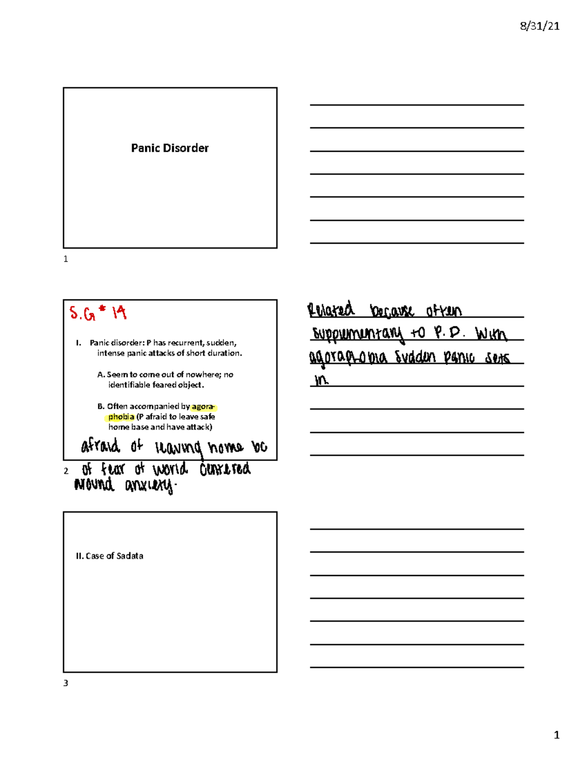 Panic Disorder PPT F22 - These were the notes given to us from ...