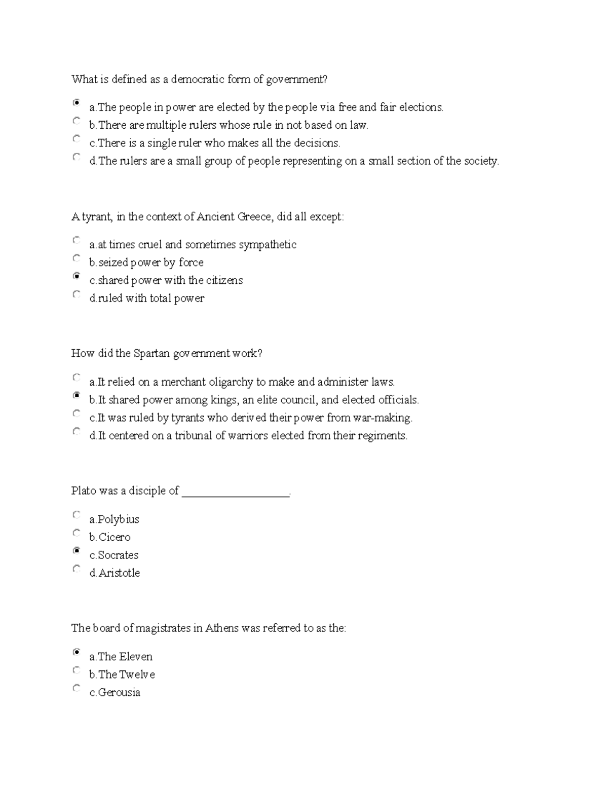 ALL-self-Quiz from unit 1 to 8 - What is defined as a democratic form ...