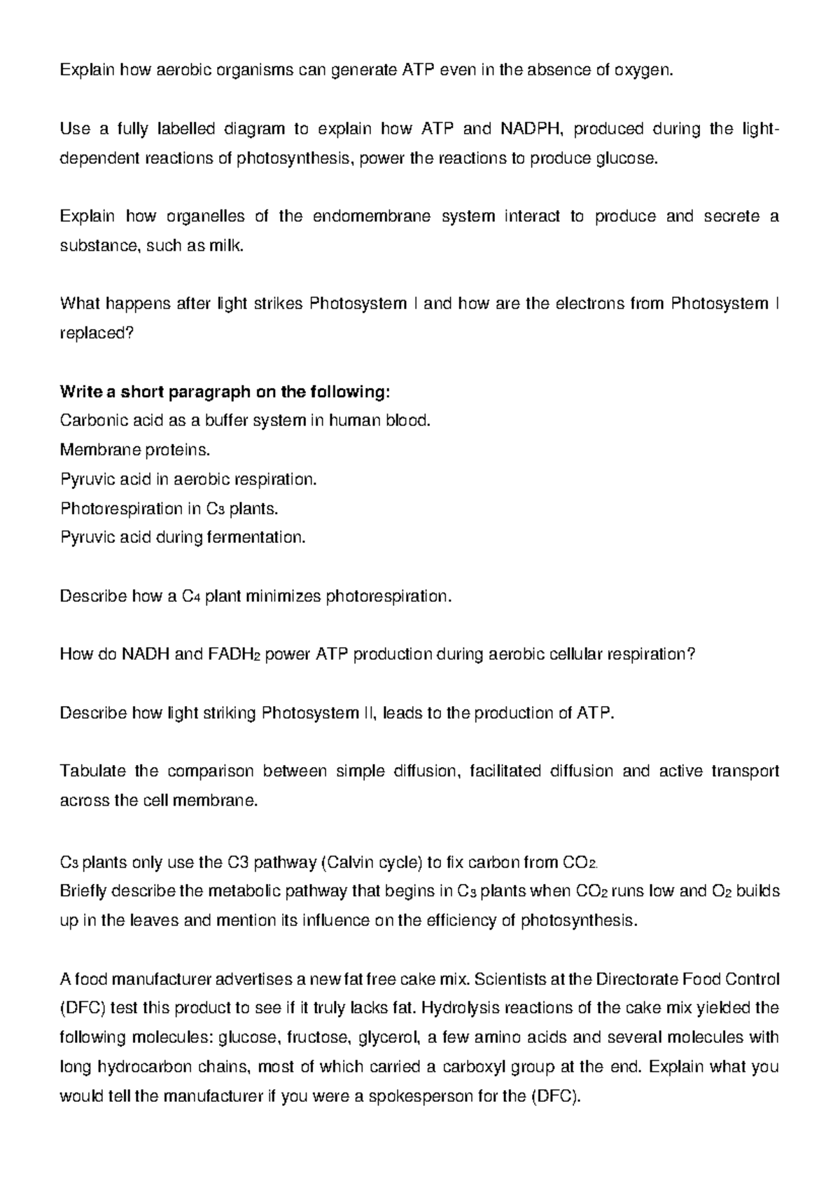 Revision Questions-2023 LSC 141 - Explain how aerobic organisms can ...