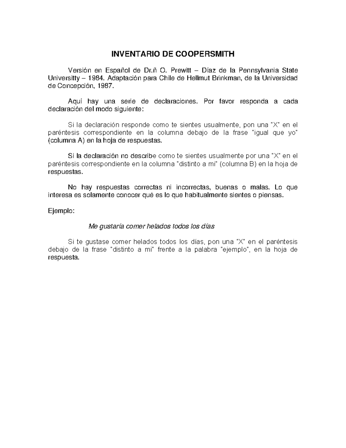 Test de Coopersmith - test de autoestima - INVENTARIO DE COOPERSMITH ...