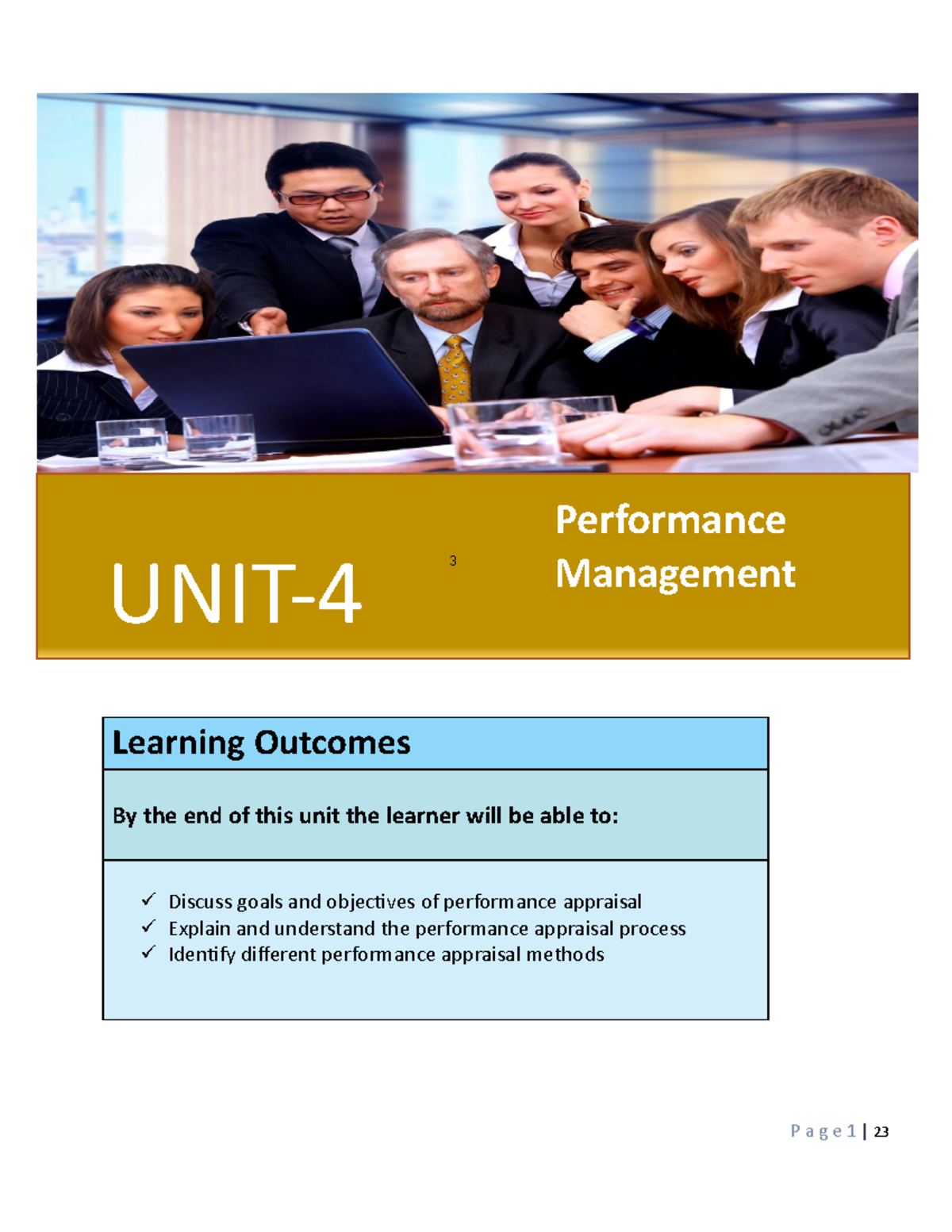 1658245084 UNIT 4 Performance Management - P a g e 1 | 23 UNIT- 3 ...