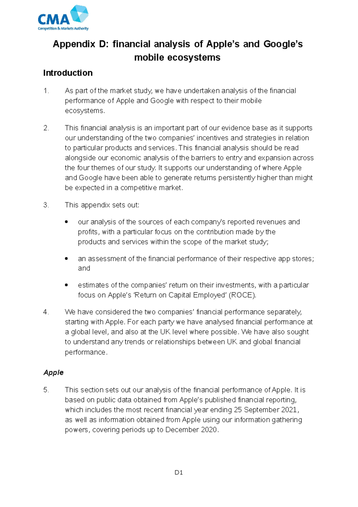 Appendix D - Financial analysis - D Appendix D: financial analysis of ...